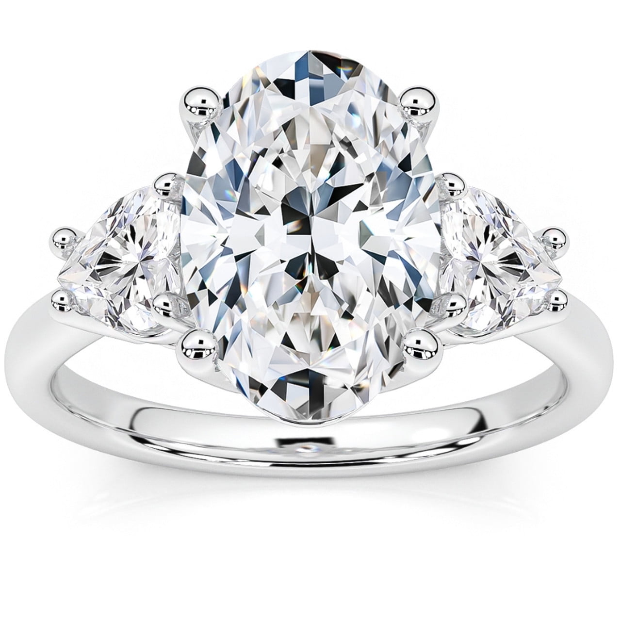 Earth Jewelry Classic 2 Ct Oval Cut Moissanite Engagement Ring - Moissanite Stone in 14K White ...
