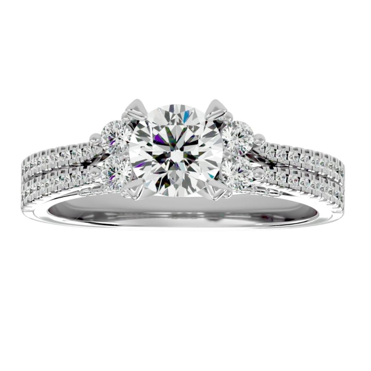Earth Jewelry Round Cut 1.4 Ct Moissanite Engagement Wedding Rings - Stamped 14K White Gold ...