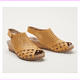 Earth Leather Perforated Wedge Sandals- Pisa Galli Amber Yellow 7.5 W ...