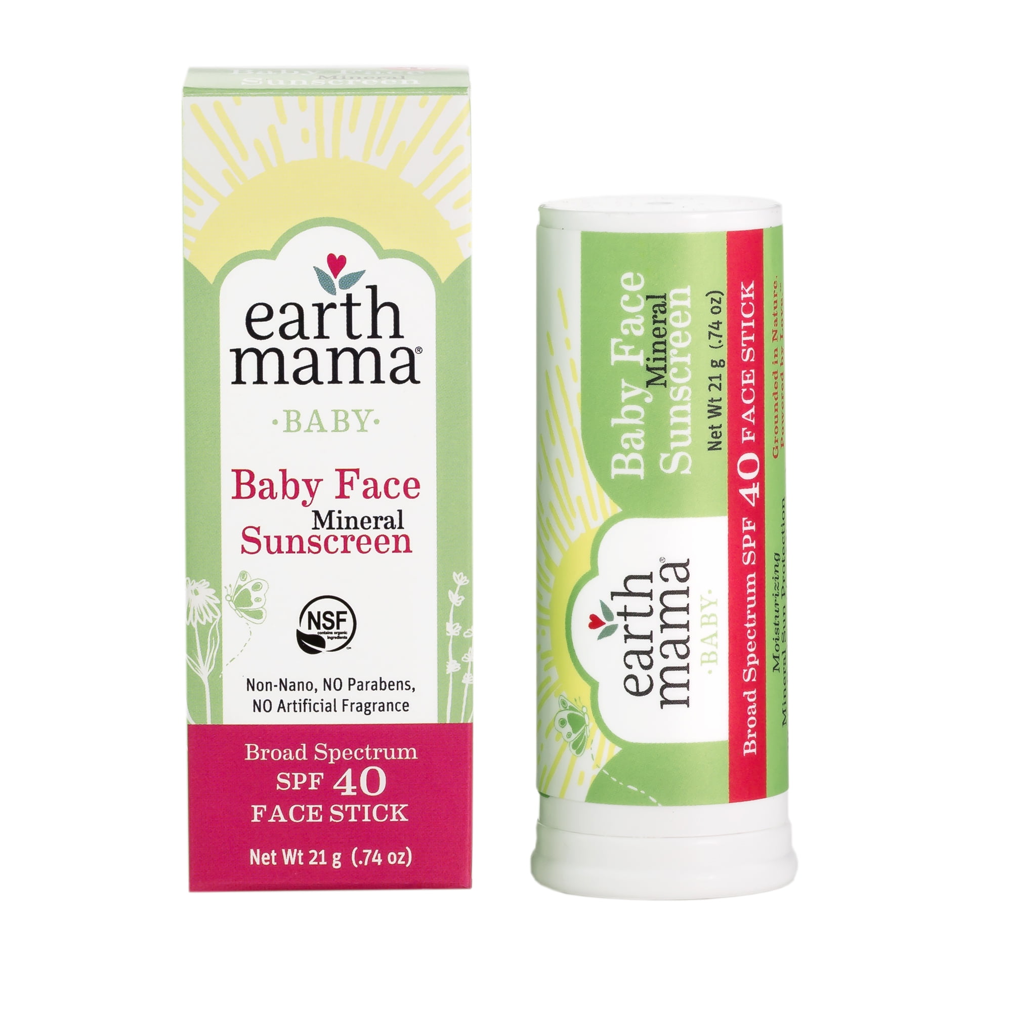 Earth Mama Baby Face Mineral Sunscreen Face Stick SPF 40 HSA/FSA ...