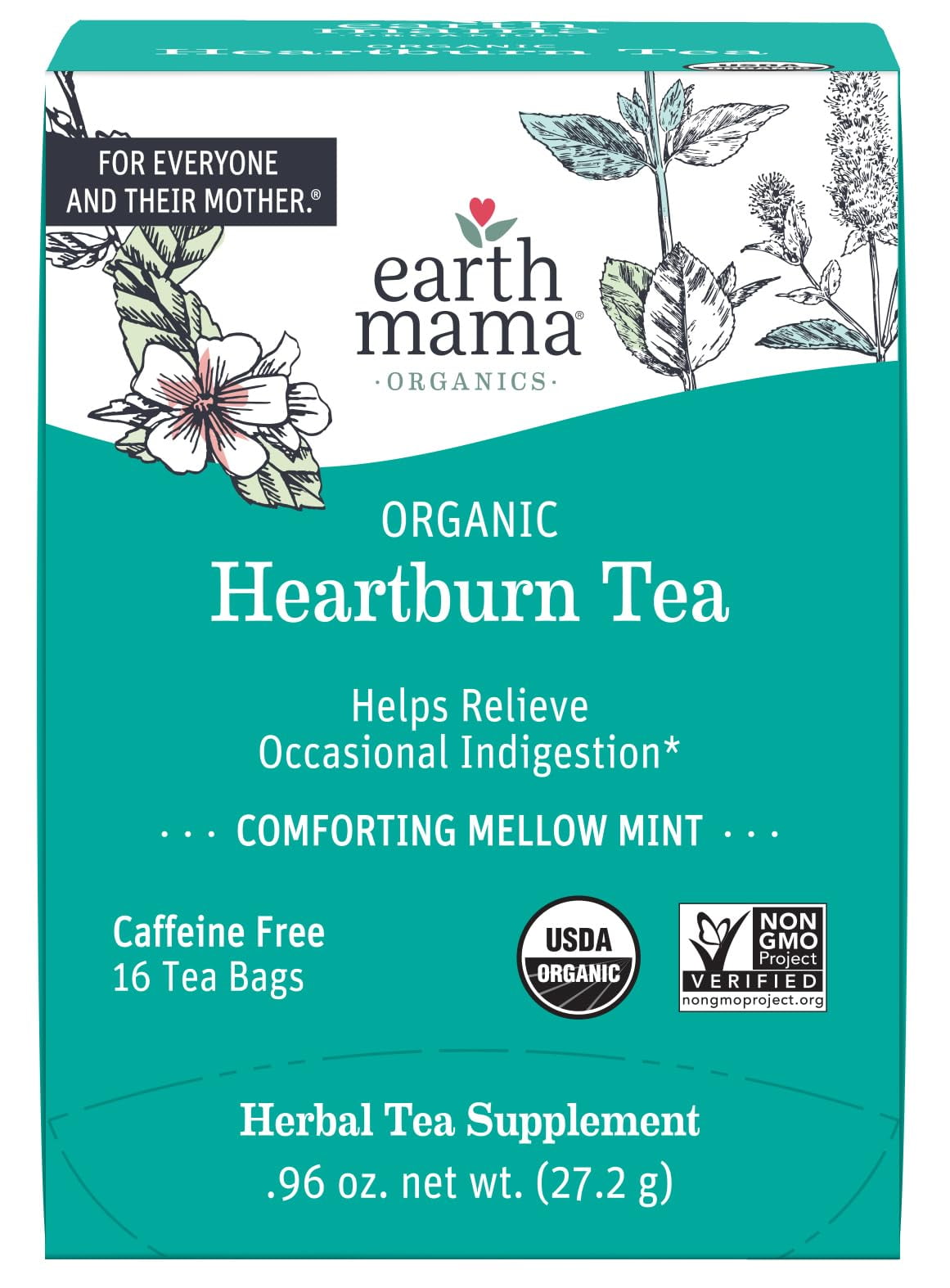 Earth Mama Organic Heartburn DEF29 Tea | Pregnancy-Safe Soothing Herbal ...