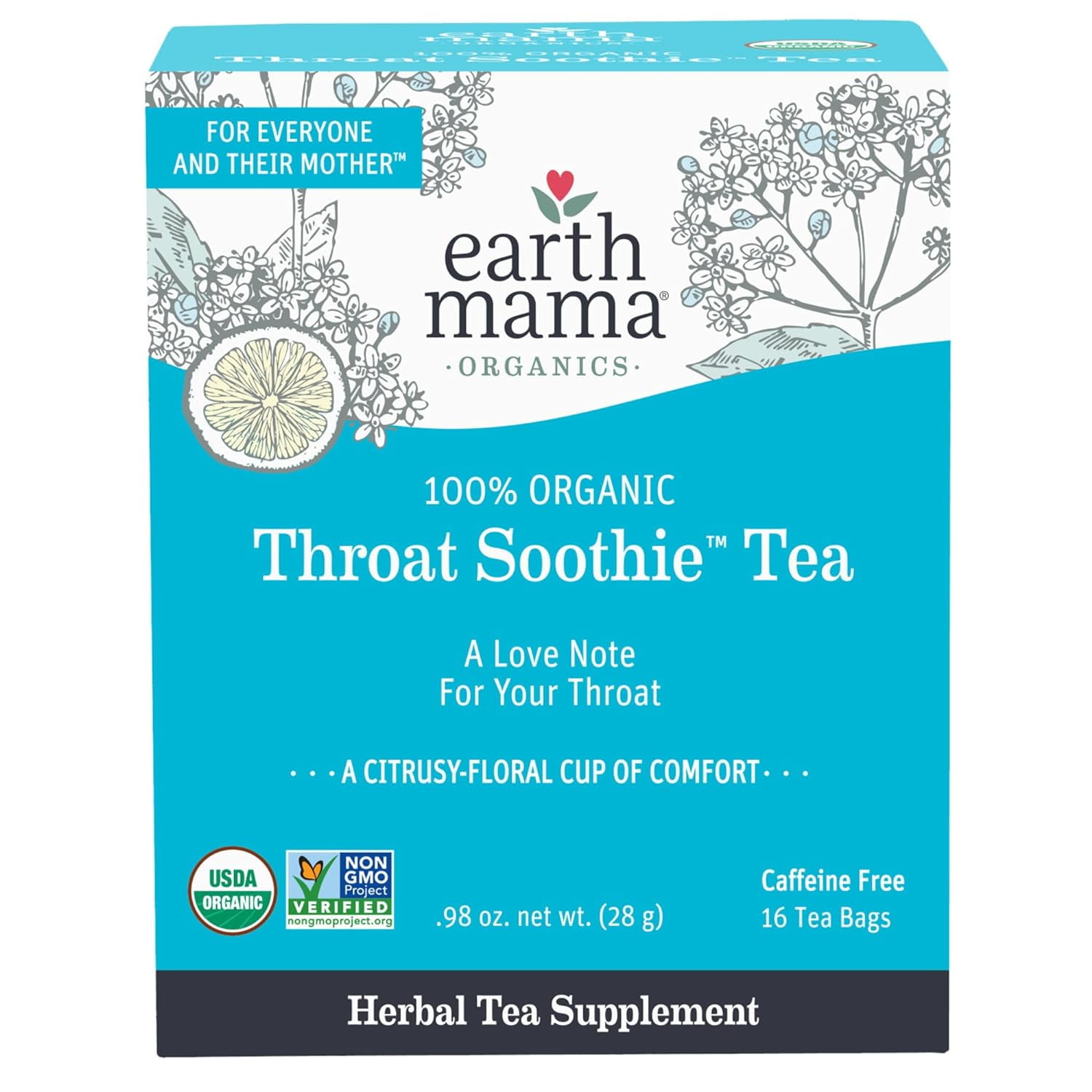 Earth Mama Organic Throat Soothie Tea with Elderflower , Immune Support ...