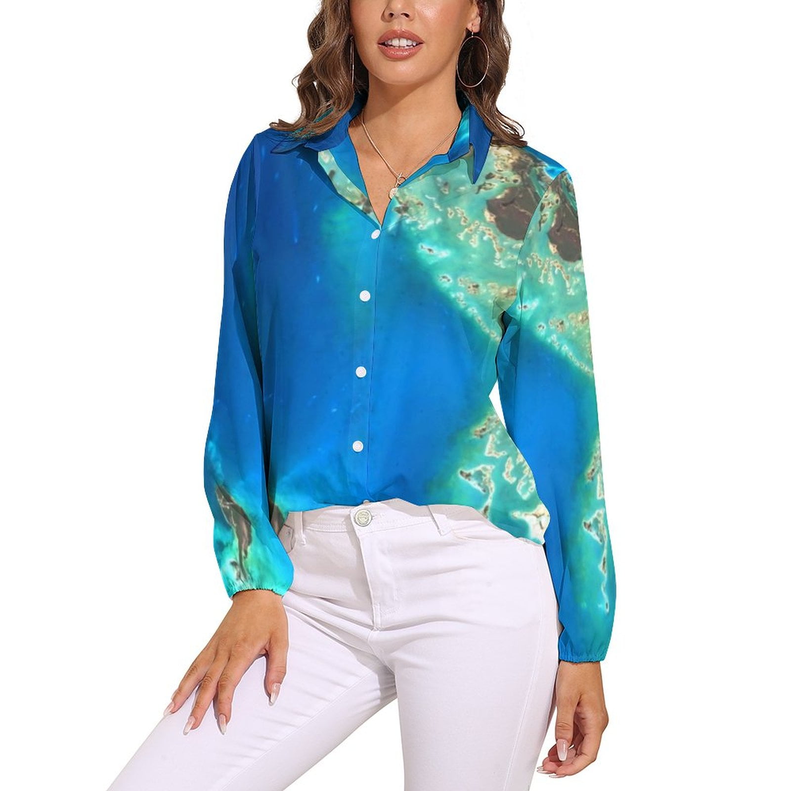 Earth Map Blouse Vintage Map of The World Kawaii Printed Blouses Women ...