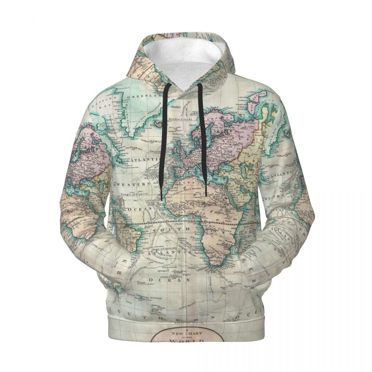 Earth Map Hoodies Spring Antique World Map Street Style Hooded Shirt ...