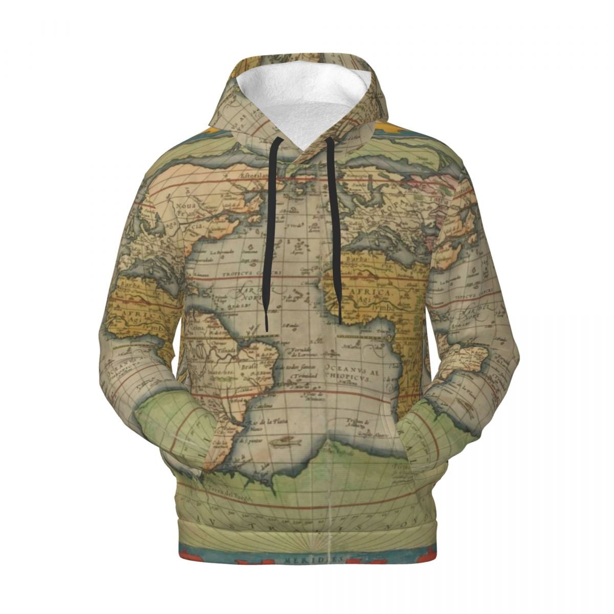 Earth Map Hoodies Spring Antique World Map Street Style Hooded Shirt ...