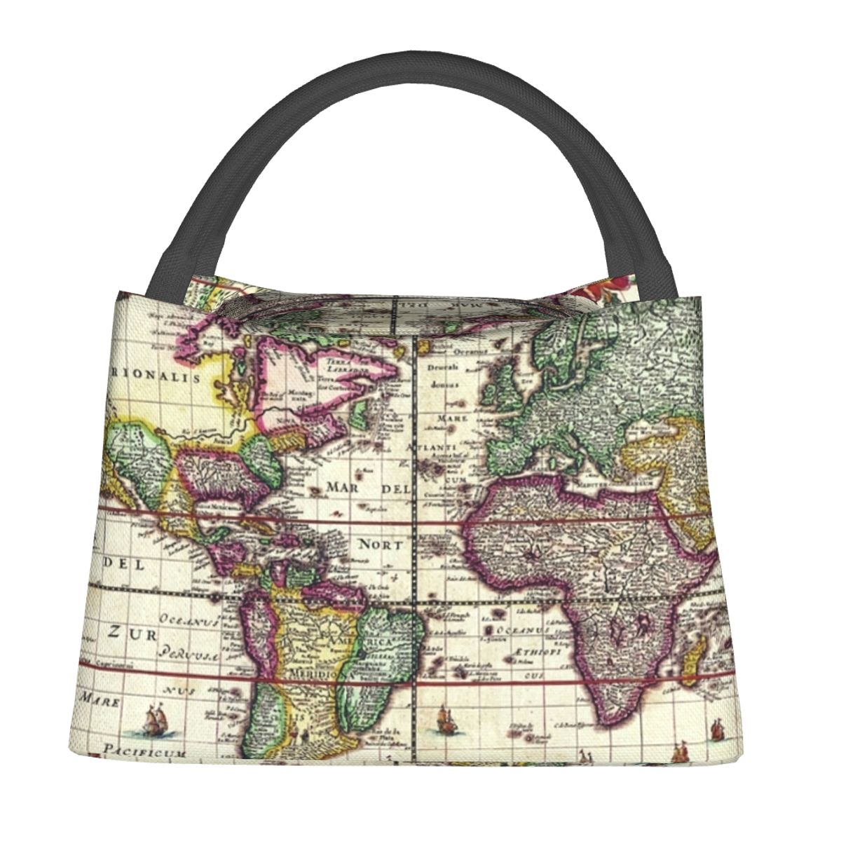 Earth Map Lunch Bag Vintage Map of The World Fun Lunch Box Picnic ...