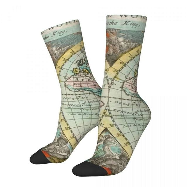 Earth Map Stockings Map of the World Custom Korean Socks Spring Anti ...