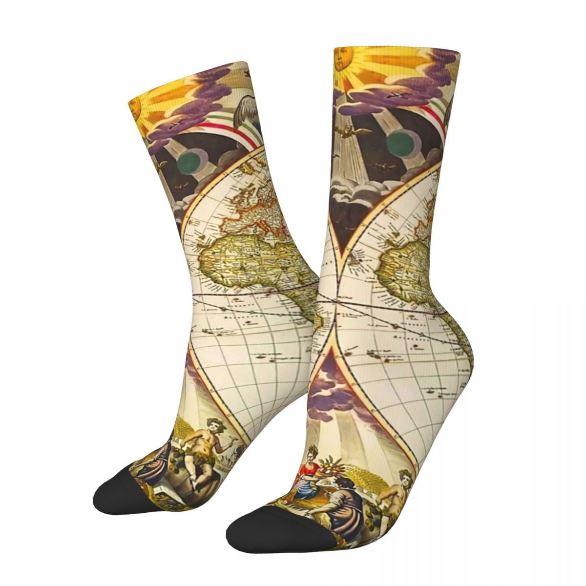 Earth Map Stockings Map of the World Custom Korean Socks Spring Anti ...