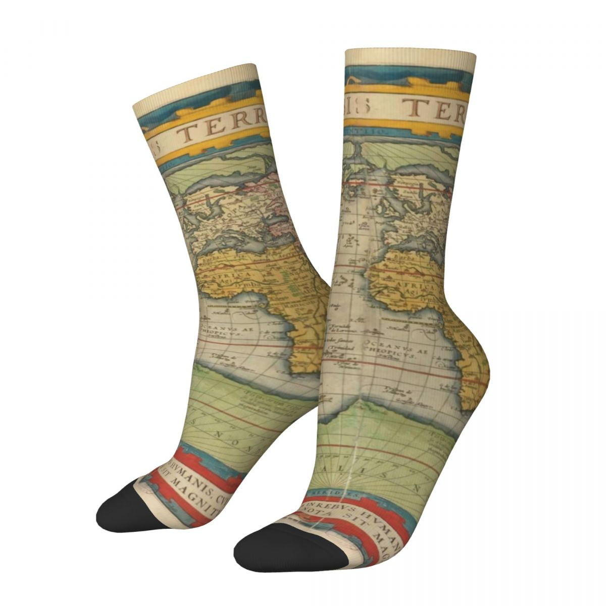 Earth Map Stockings Map of the World Custom Korean Socks Spring Anti ...
