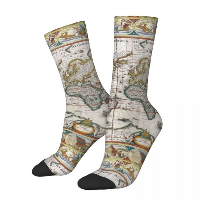 Earth Map Stockings Map of the World Custom Korean Socks Spring Anti ...