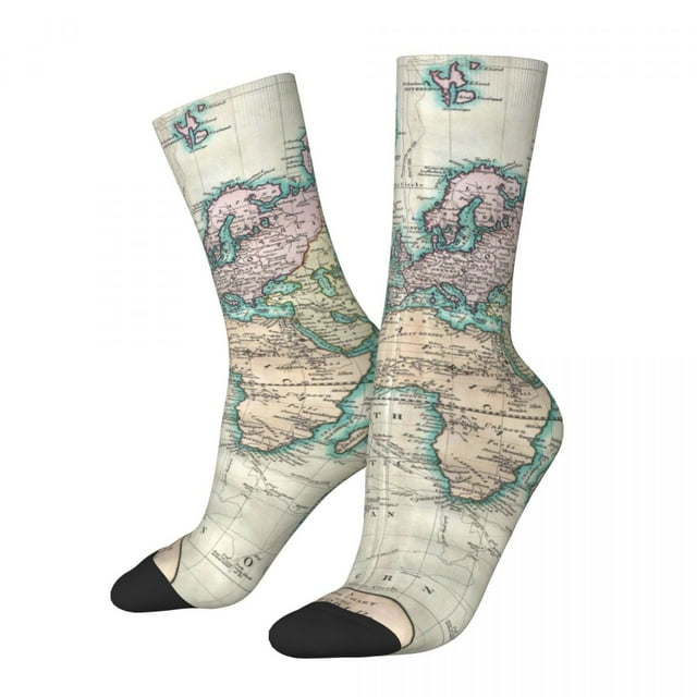 Earth Map Stockings Map of the World Custom Korean Socks Spring Anti ...