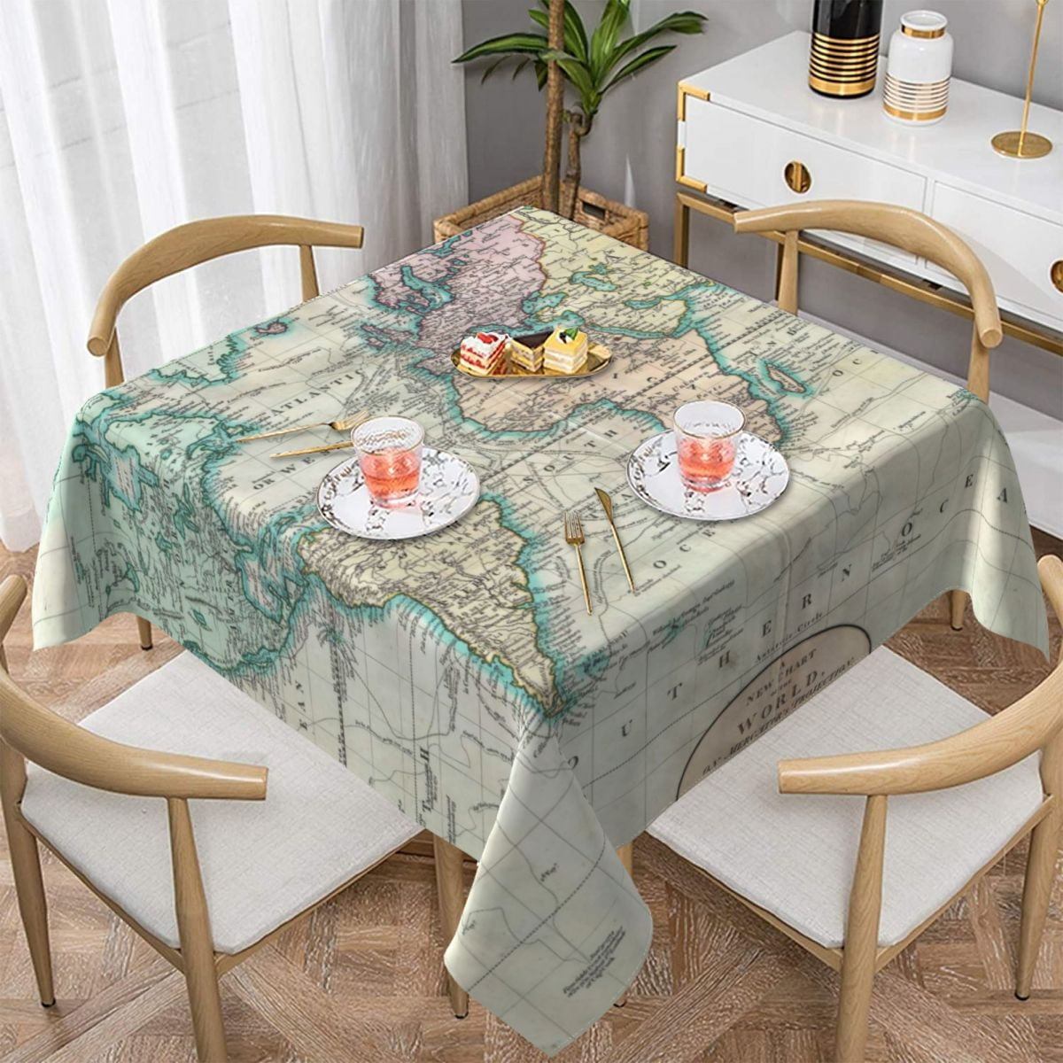 Earth Map Tablecloth Map of the World Protection Table Cloth Modern ...