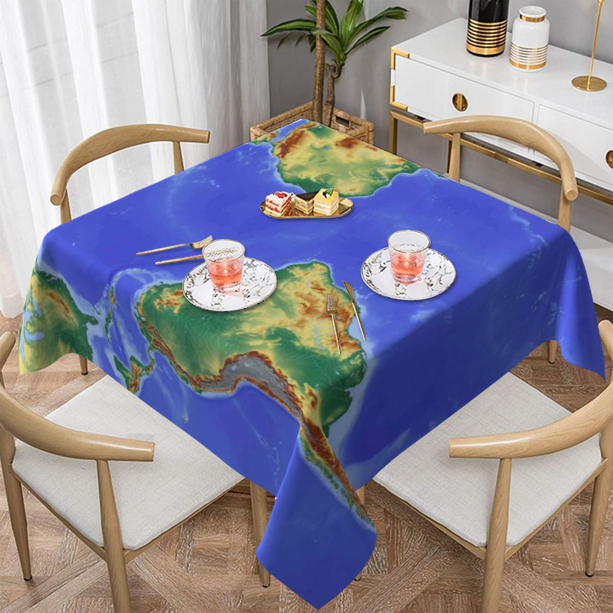 Earth Map Tablecloth Map of the World Protection Table Cloth Modern ...