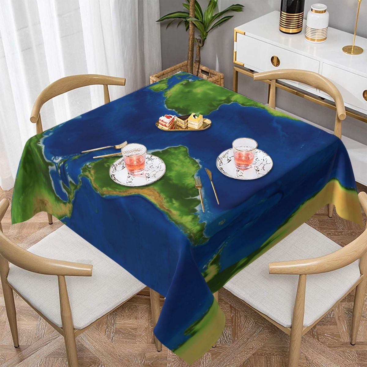 Earth Map Tablecloth Map of the World Protection Table Cloth Modern ...