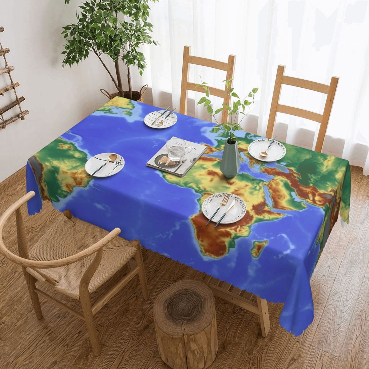 Earth Map Tablecloth World Map Adventure Rectangular Table Cover ...