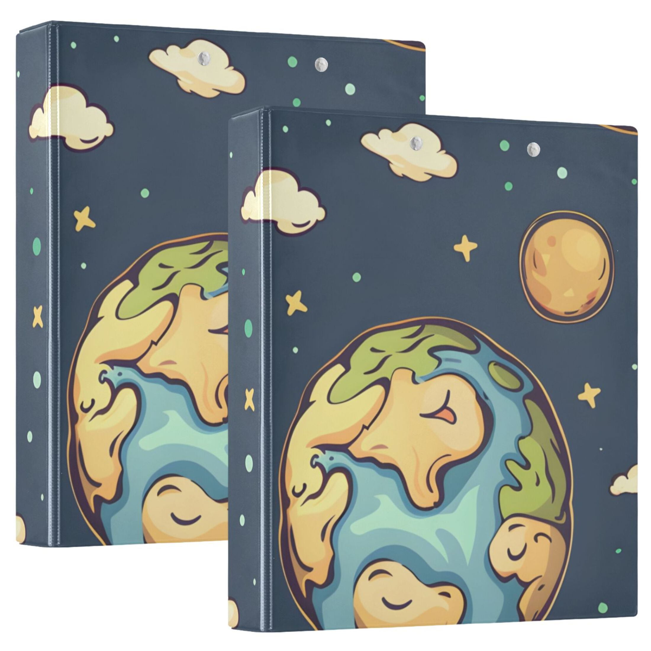 Earth Moon Star Cloud 3 Ring Hardcover Binders 1.5" Round Rings for ...