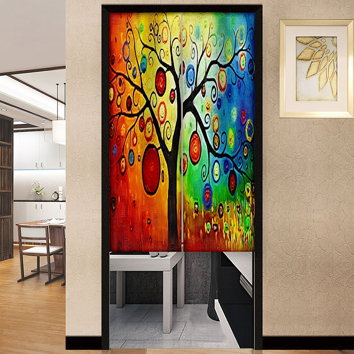 Earth Moon World Tree Landscape Door Curtain Dust Proof No Punching ...