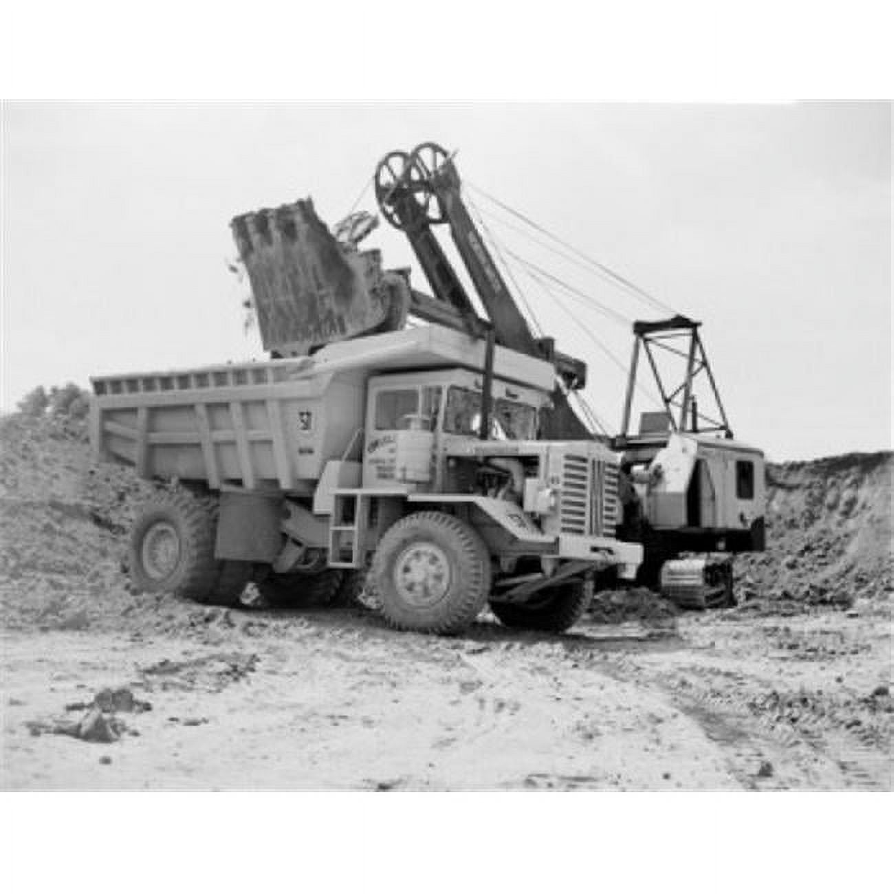 Earth Mover Putting Soil on Dump Truck Poster Print - 18 x 24 in ...