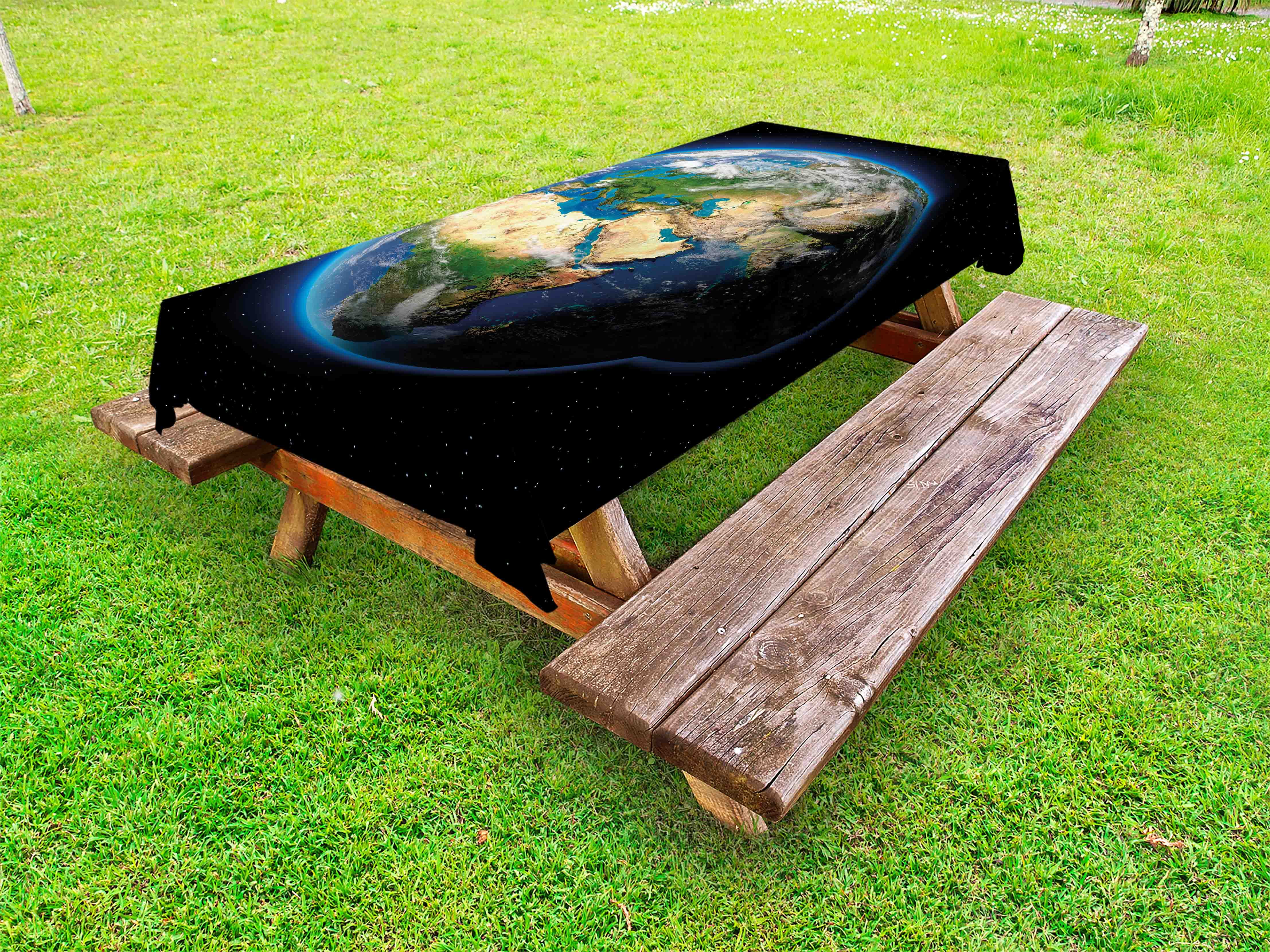 Earth Outdoor Tablecloth, Vivid Earth Globe with Blue Seas Greenery ...