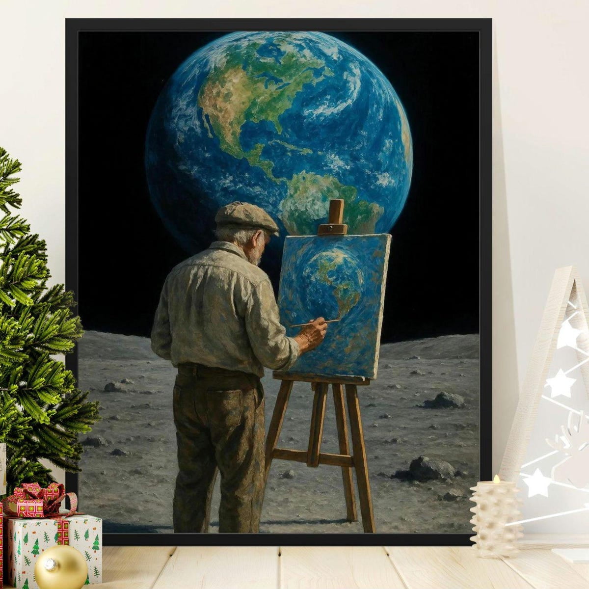Earth Painter Posters, Moon Artist, Space Art Print, Universe Painting, Planets Artwork, Cosmic ...