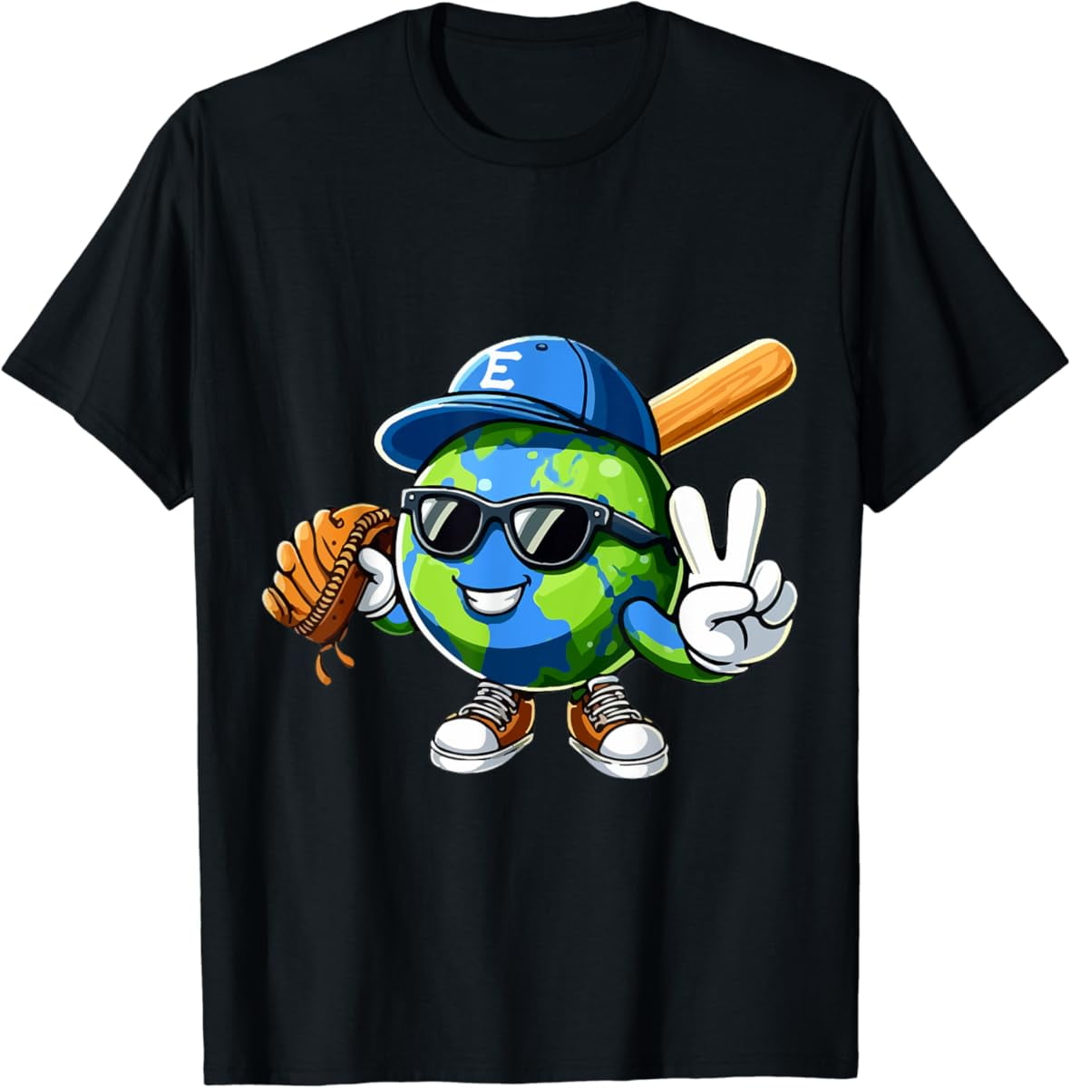 Earth Playing Baseball Earth Day Sports Player Men Boys Unisex T-Shirt ...