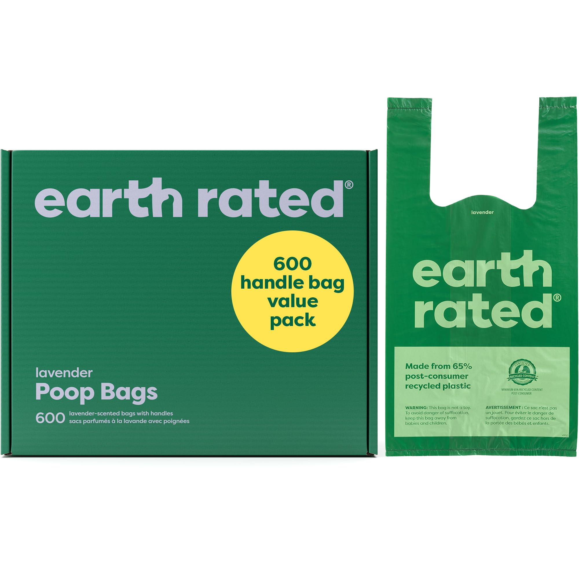 Earth Rated Dog Poop Bags with Handles Value Pack, Extra Wide, Easy Tie ...
