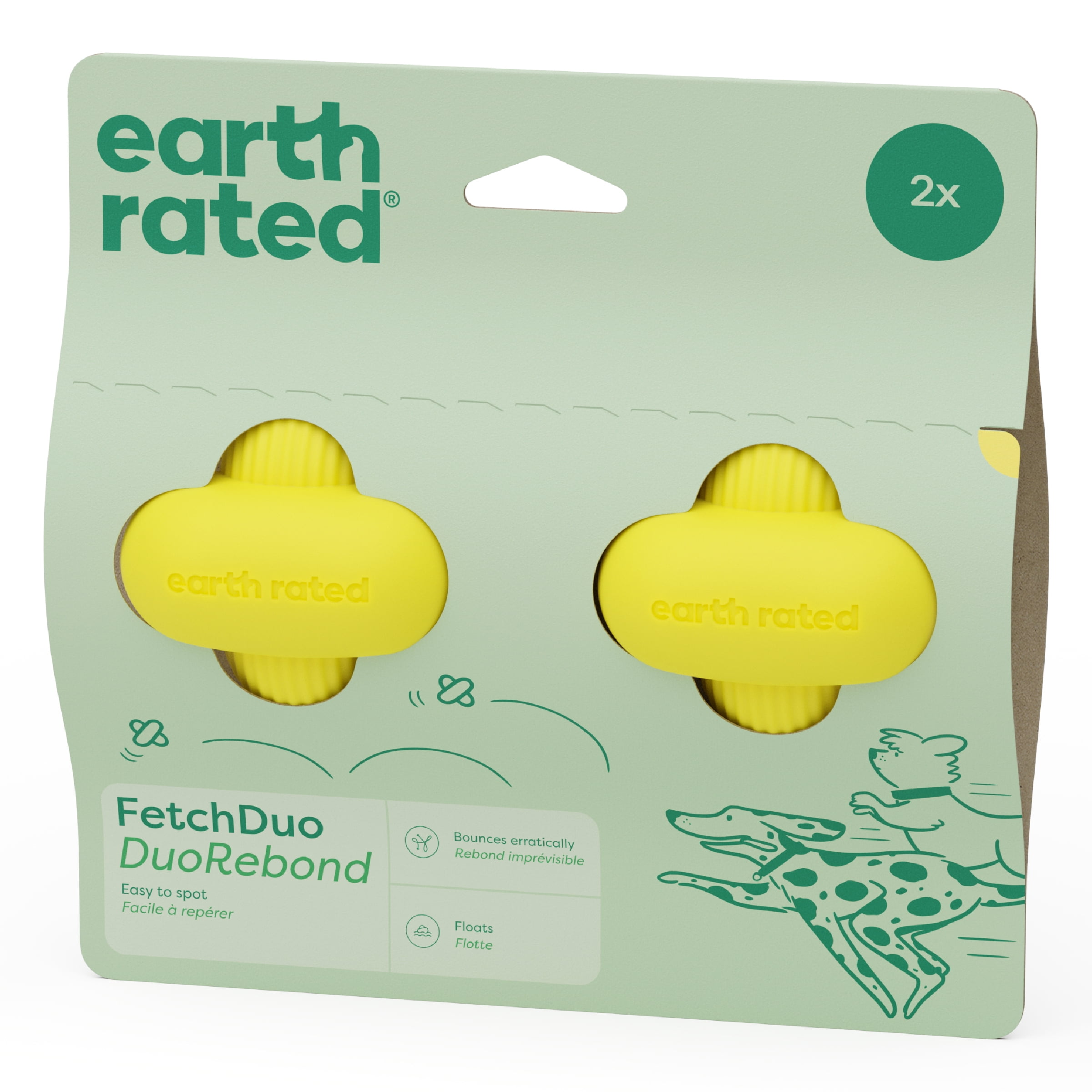 Earth Rated FetchDuo Dog Toy, Floating, Bouncing Fetch Balls for Dogs ...