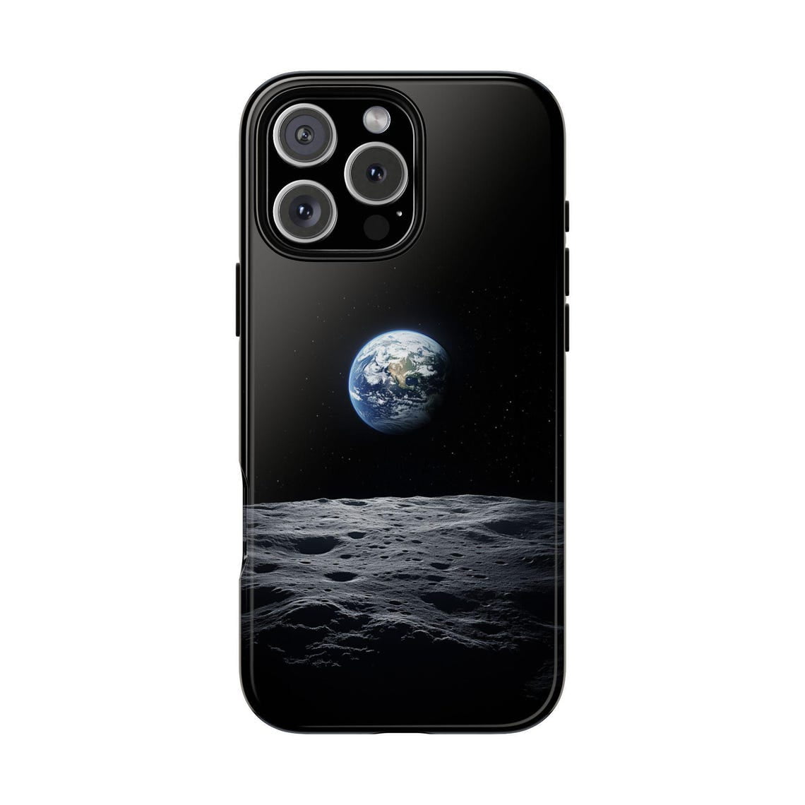 Earth Rising Over Lunar Surface Cosmic Space Artistic Scene Phone Case ...