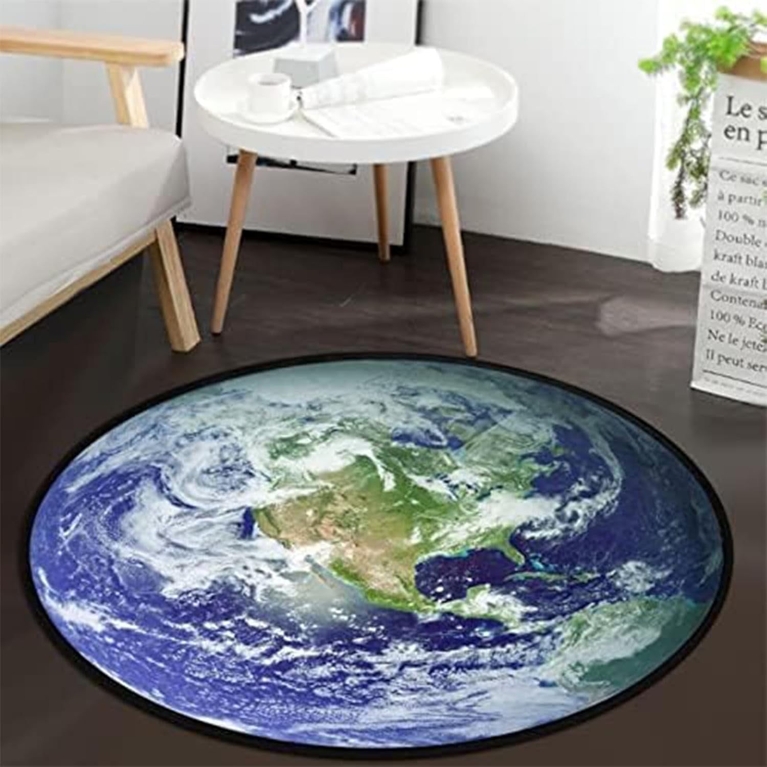 Earth Round Rug World Rug Circle Rug - View the Americas on Earth From ...