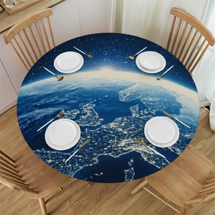 Earth Round tablecloth with elastic edge, Planet From The Space at ...