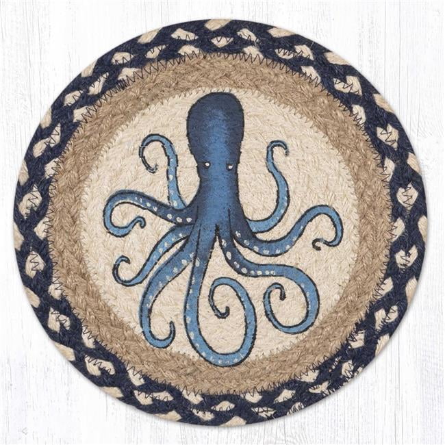 Earth Rug 80-830BO 10 x 10 in. MSPR-830 Blue Octopus Printed Braided ...