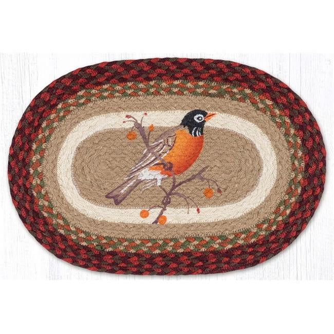Earth Rug 48-417R 13 x 19 in. Robin Braided Oval Placemat, Multi Color ...