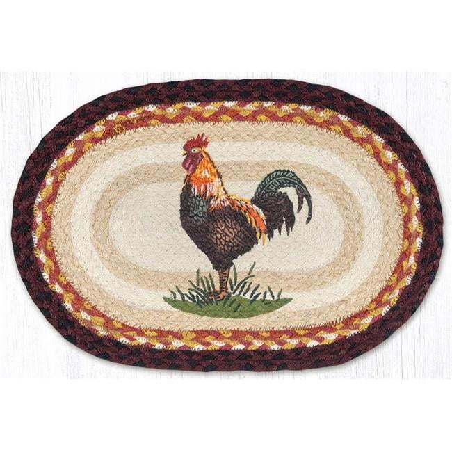 Earth Rug 48-471RR 13 x 19 in. Rustic Rooster Braided Oval Placemat ...