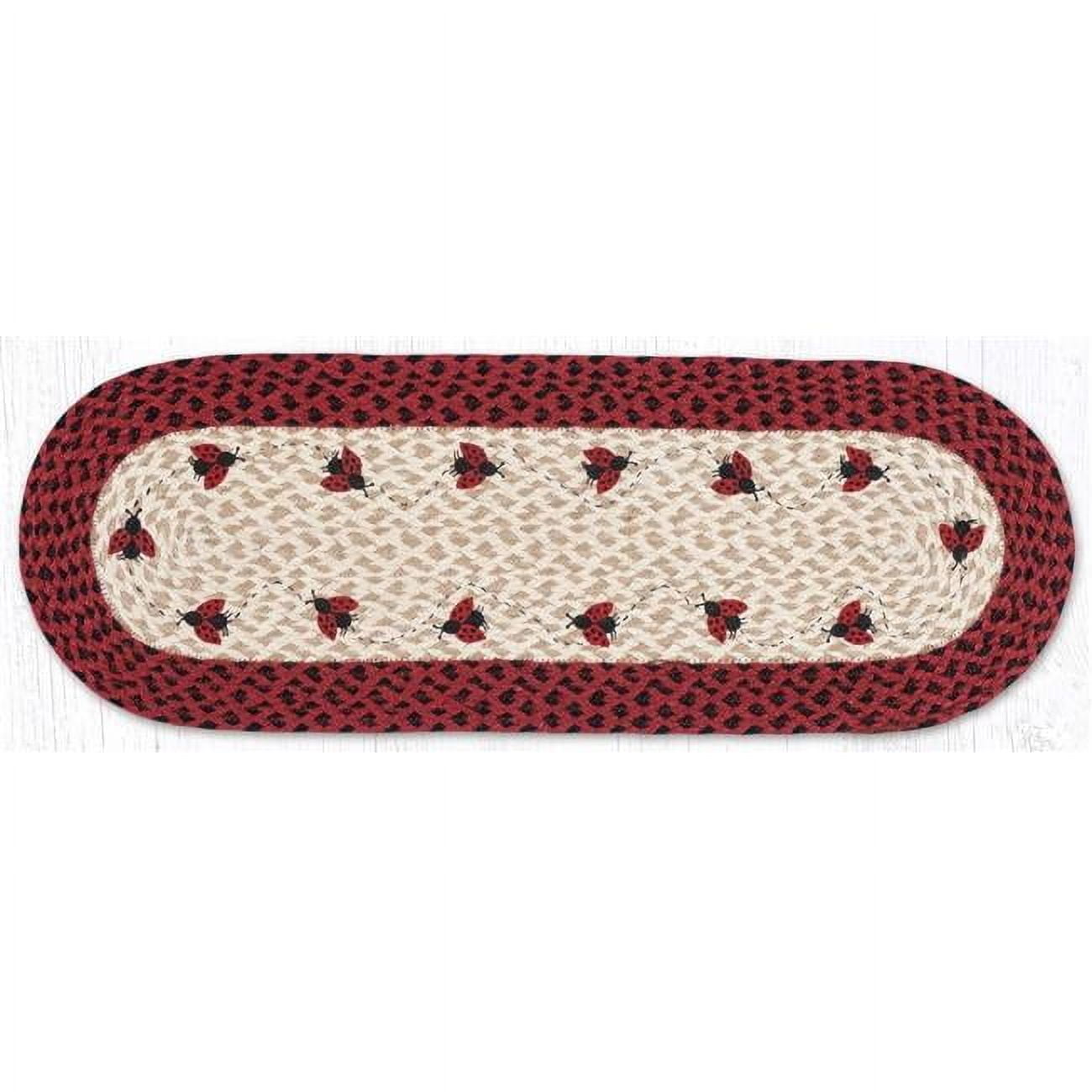 Earth Rug 68-396L 13 x 36 in. Ladybug Braided Oval Table Runner, Multi ...