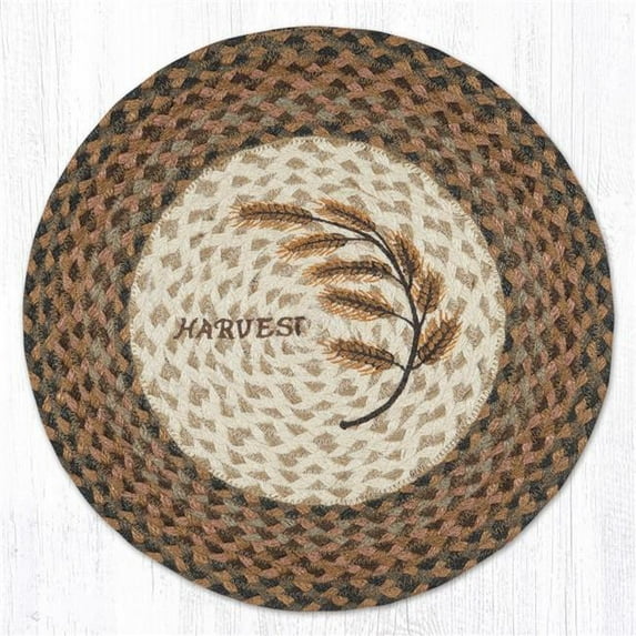 Earth Rug 57-802GW 15 x 15 in. Golden Wheat Printed Braided Round ...