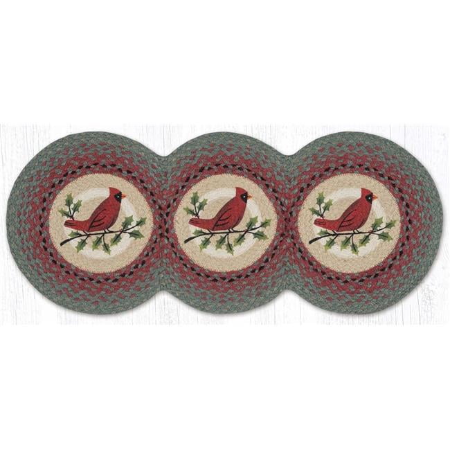 Earth Rug 95-025HC 15 x 36 in. Holly Cardinal Printed Braided Tri ...