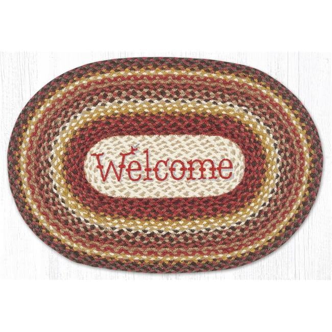Earth Rug 65-780W 20 x 30 in. Welcome Braided Oval Patch Rug, Multi ...