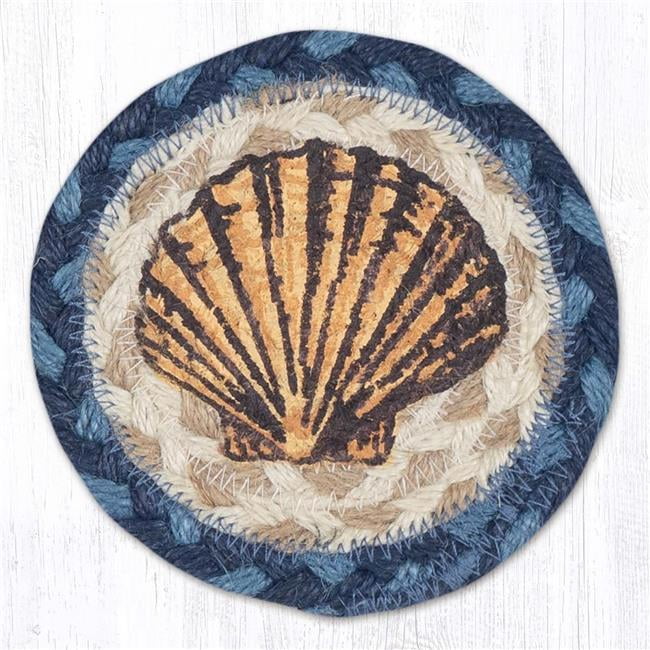 Earth Rug 31-IC362AS 5 x 5 in. Aqua Shell Printed Braided Coaster ...