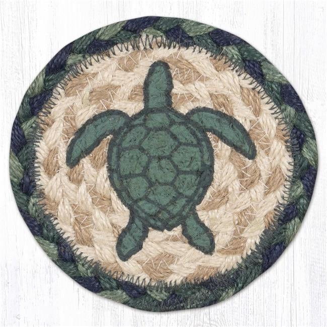 Earth Rug 31-IC359AT 5 x 5 in. Aqua Turtle Printed Braided Coaster ...