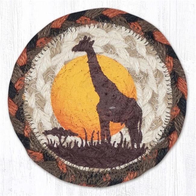 Earth Rug 31-IC919G 5 x 5 in. Giraffe Printed Braided Coaster, Multi ...