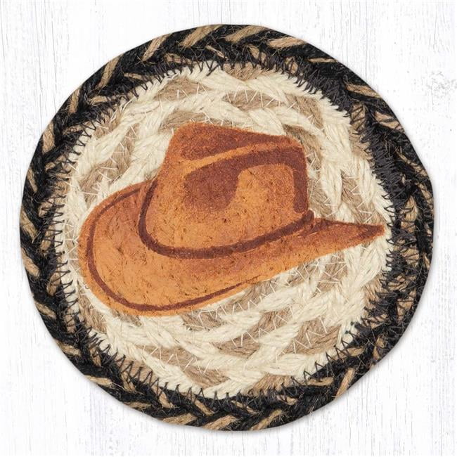 Earth Rug 31-IC9-093TCH 5 x 5 in. IC-9-93 Tan Cowboy Hat Printed ...