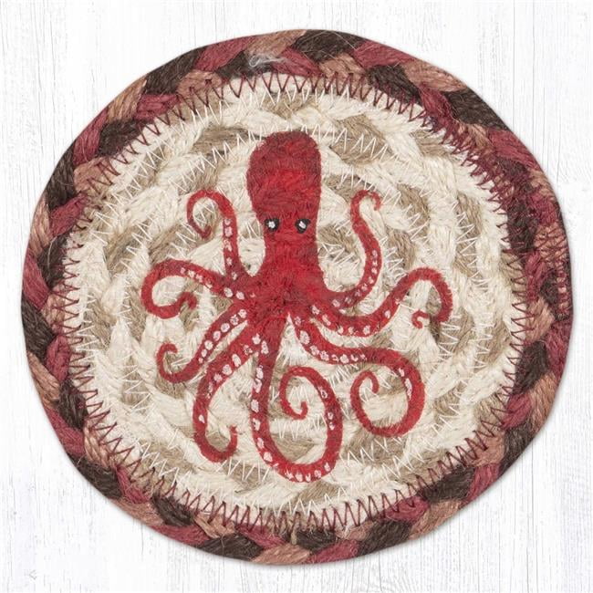 Earth Rug 31-IC012RO 5 x 5 in. Red Octopus Printed Braided Coaster ...
