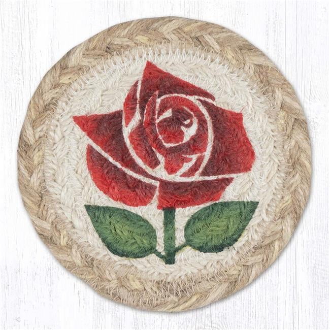 Earth Rug 31-IC9-776SR 5 x 5 in. Stylized Rose Printed Braided Coaster ...