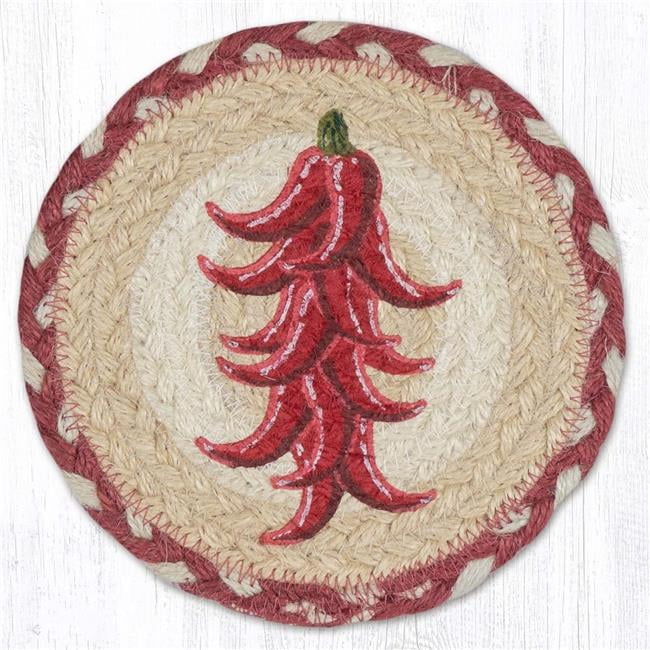 Earth Rug 79-916CPR 7 x 7 in. Chili Pepper Ristra Braided Round Large ...