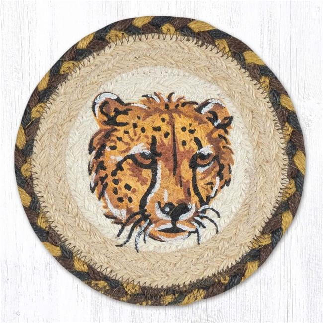 Earth Rug 79-051RC 7 x 7 in. Running Cheetah Braided Round Large ...