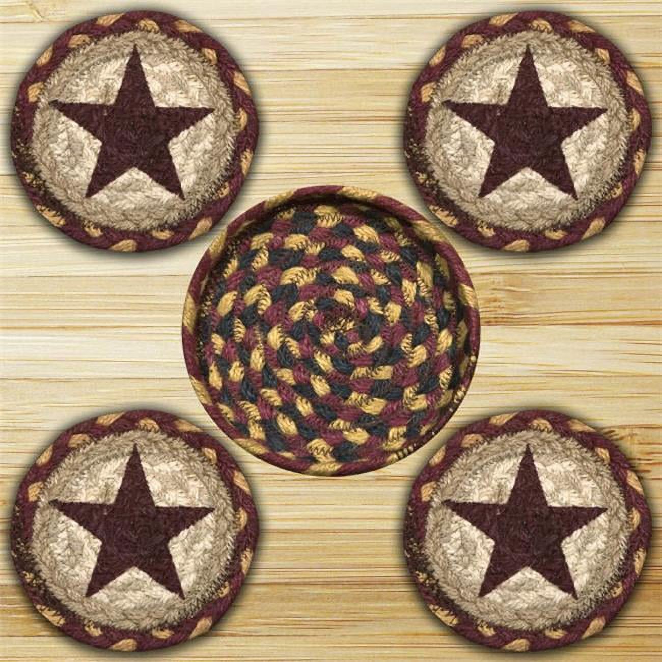 Earth Rugs Burgundy Star Coasters in a Basket - Burgundy - Walmart.com