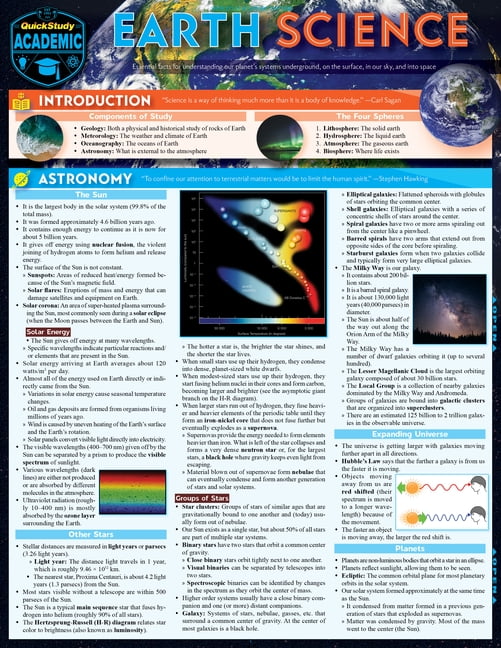 Earth Science: A Quickstudy Laminated Reference Guide (Other) - Walmart.com