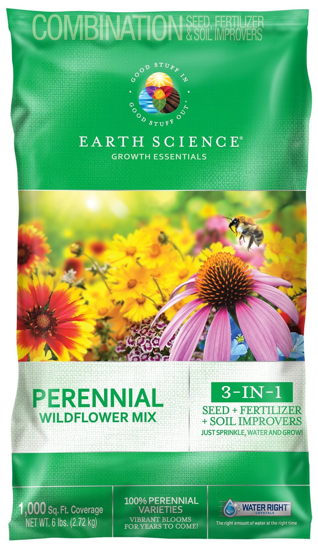 Earth Science Perennial Wildflower Mix - MVR1 3-in-1 Formula with ...