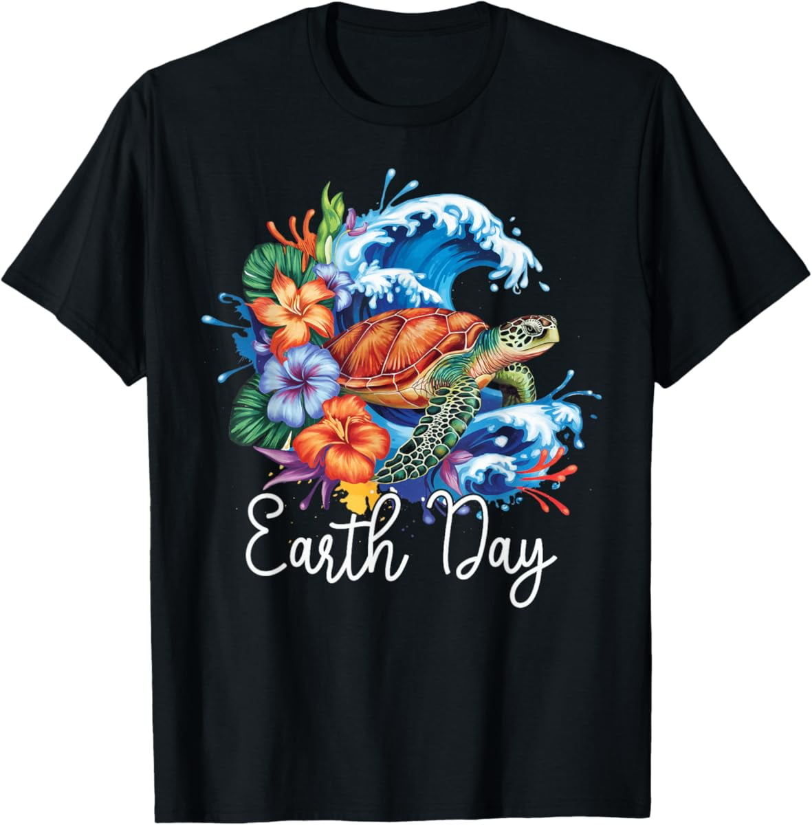 Earth Sea Turtle Art Earth Day 2025 Restore Save The Planet Unisex T ...