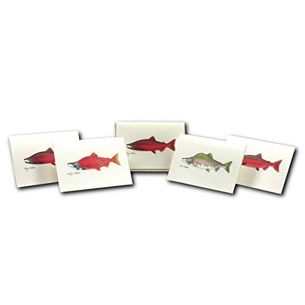 Earth Sky + Water - Salmon Assortment Notecard Set - 8 Blank Cards with ...